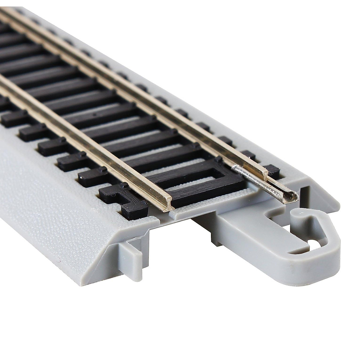 Bachmann Trains - Snap-Fit E-Z TRACK 4.50” STRAIGHT TRACK (4/card) - NICKEL SILVER Rail With Gray Roadbed - HO Scale