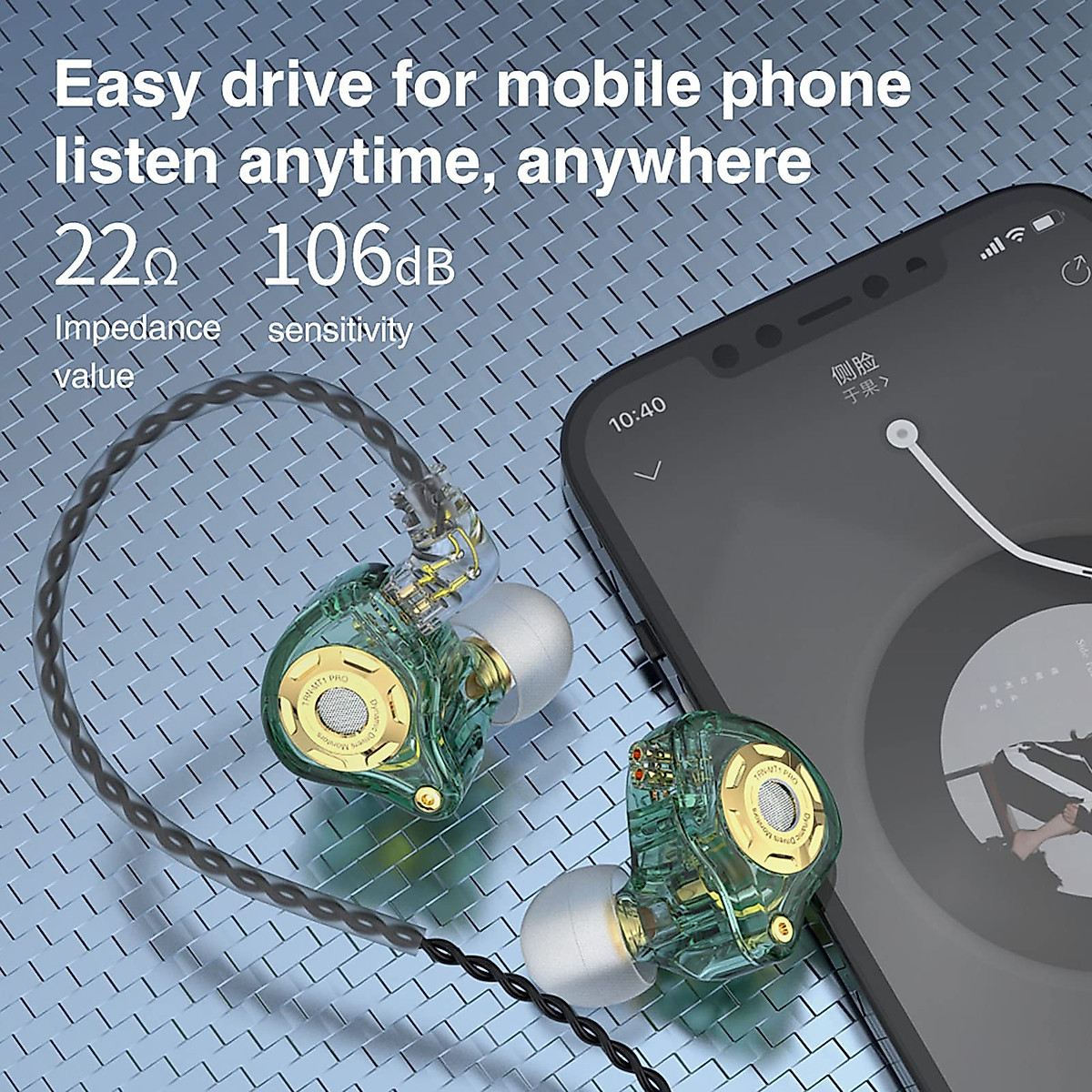 FEDAI TRN MT1 PRO in Ear Monitor Earbuds, 10mm Composite Dual Magnetic Dynamic Earphones Sport Earbuds in Ear Earphones Sport Noise Cancelling Headphone with Detachable C Pin Cable(with mic, Black)