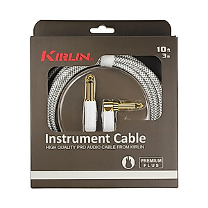 KIRLIN, KIRLIN CABLE Instrument Cable, 1/4" Mono Plug, White, 20FT (IWB-202WGL-20/WT)