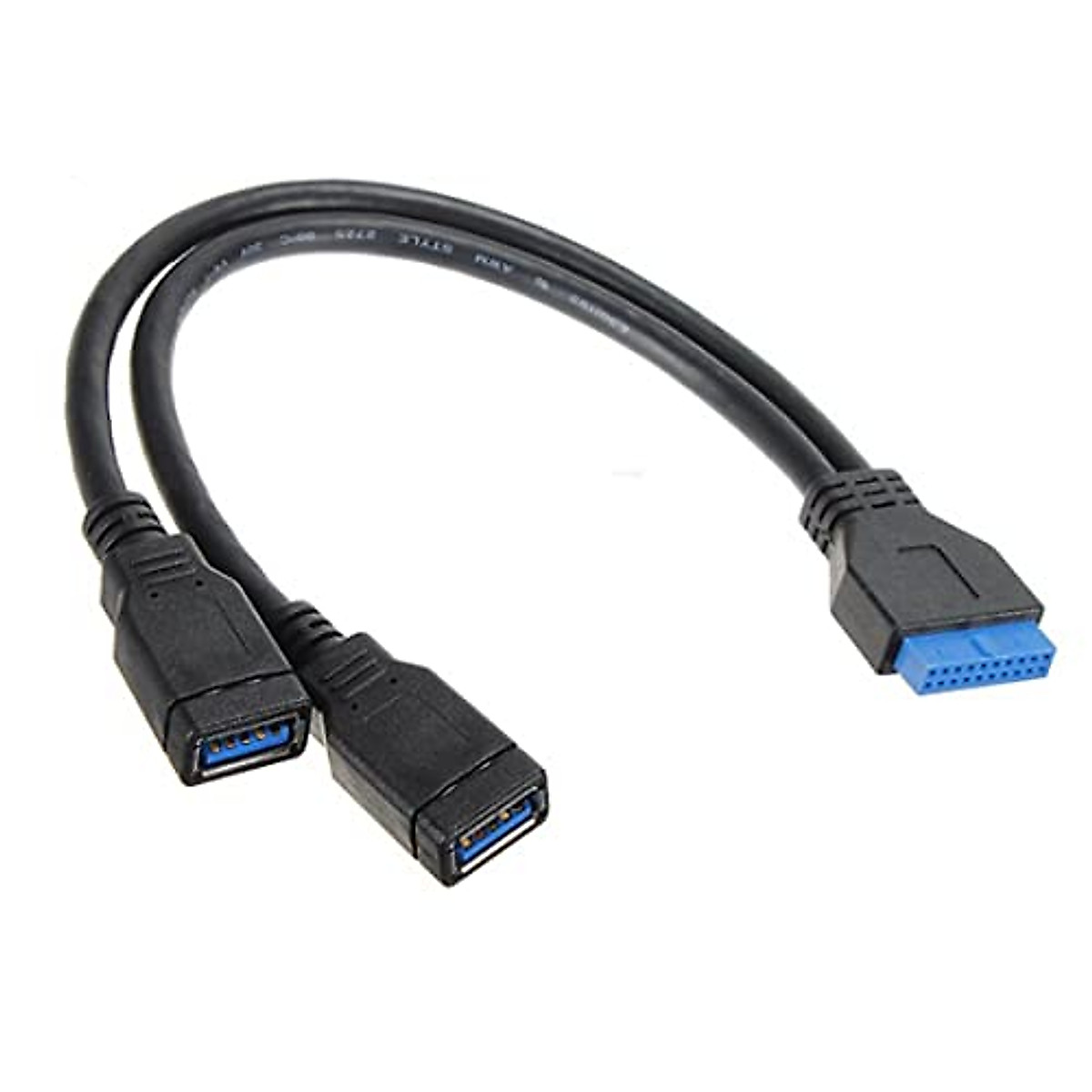 chenyang USB 3.0 Front Panel Header 19/20Pin 1 Male to 2 USB 3.0 Female Y Splitter Mainboard Header Port Extension Cable Adapter 20CM