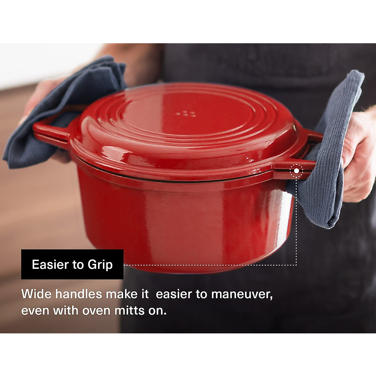 Misen Enameled Cast Iron Dutch Oven - Premium Quality Thick Core | Chip-Resistant Enamel Coating | Versatile Multi-Purpose Shape | Wide Handles for Easy Handling | Ideal for Everyday Cooking | 7QT I Red