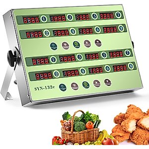 Spolehli 16 Channel Kitchen Timer Commercial Cooking Timer Reminder Restaurant Timer Burger Bakery Fryer Timer Stainless Steel Loud Alarm for Home Cooking Hotel Restaurant (16 Channel)