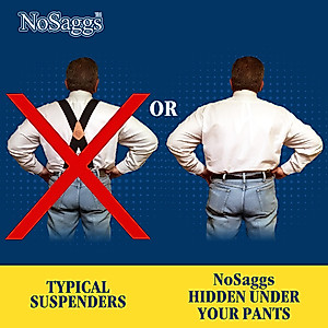 NoSaggs Hidden BELT Pant Suspender for Men – Keep Pants Up Without Suspenders – L-XXL 35-46" Waist