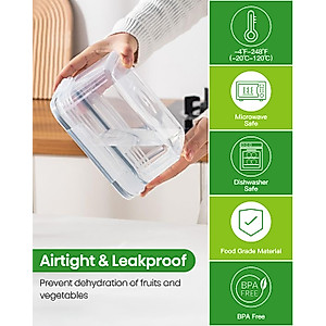 Extra Large 7 Pack Fruit Containers for Fridge,Stackable Refrigerator Organizer Bins with Removable Colander,Dishwasher & Microwave Safe Produce Containers Keep Fruits, Vegetables, Meat Fresh longer