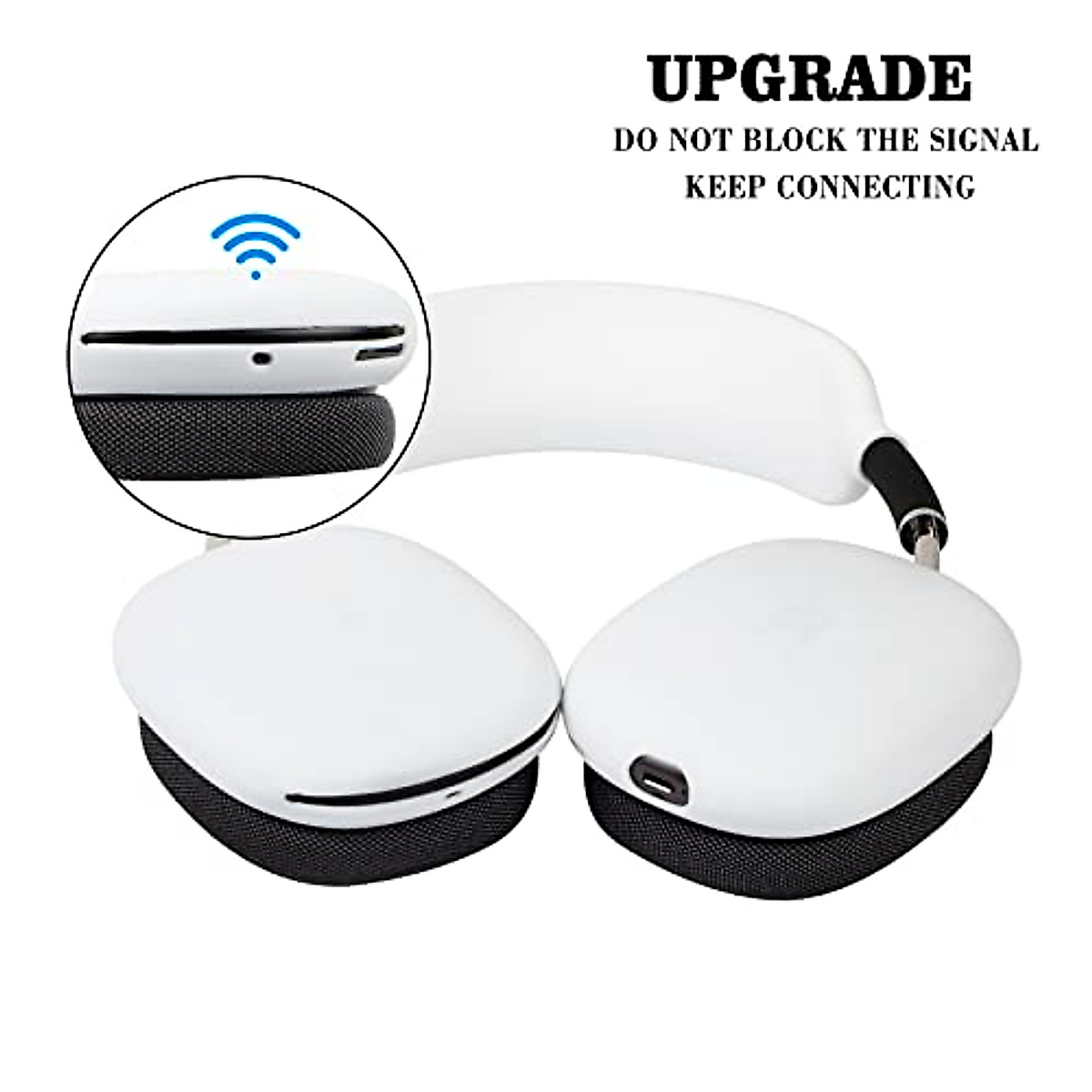 AIDERLOT Silicone Case Cover for AirPods Max,Anti-Scratch Ear Cups Cover and Headband Cover for AirPods Max,Airpods Max Headphone Silicone Ear Cups(White)