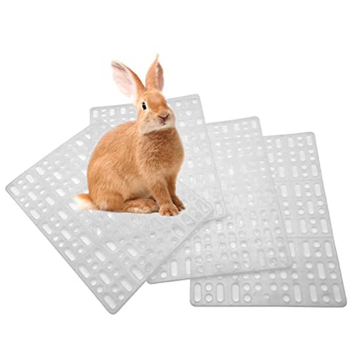4 Pcs Rabbit Feet Pad Plastic Bunny Cage Floor Mat Foot Resting Hole Leak Water Nest Mat Pet for Small Animal Hamster Rat Chinchilla Guinea Pig Cats Dogs (White)