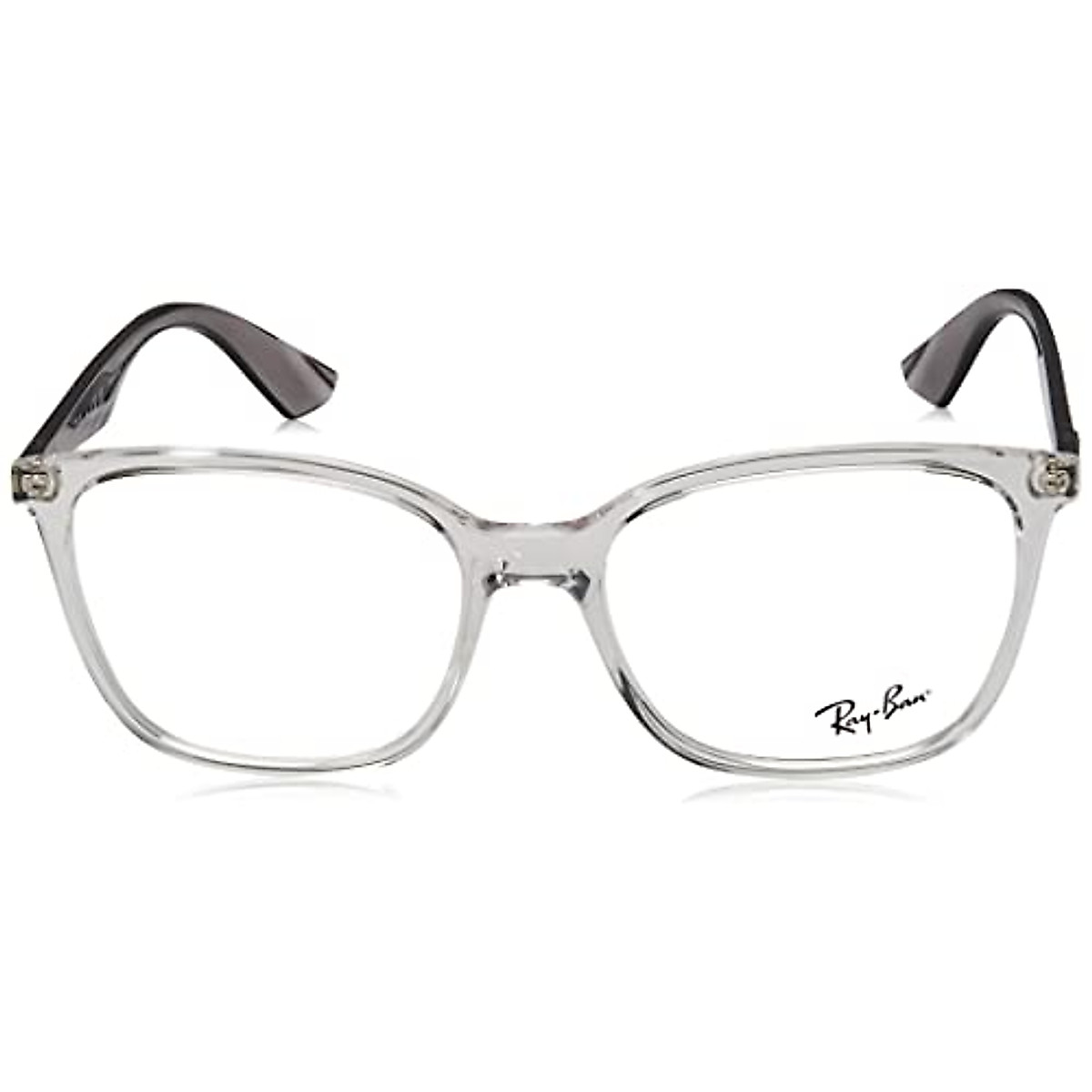Ray-Ban Men's RX7066 Square Prescription Eyeglass Frames, Transparent on Grey/Demo Lens, 52 mm