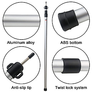 Sunnyglade 2 Pcs Adjustable Tarp Poles, Silver , Telescoping Aluminum Rods Portable Awning Poles for Camping,Backpacking,Hiking(Set of 2)