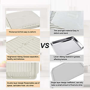 M MUGOOLER Double Microwave Bacon Cooker/Tray with Splatter Lid, Safe, Easy Clean, Convenient Kitchen Tool，for Cooking (White)