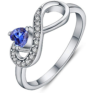 Promise Ring for Her Heart Birthstone Mother Daughter Love Jewelry With Birthstones Infinity Rings Women Best Friends Mothers Day Gifts 1 Stone Personalized Engraved Custom Name Sterling Silver