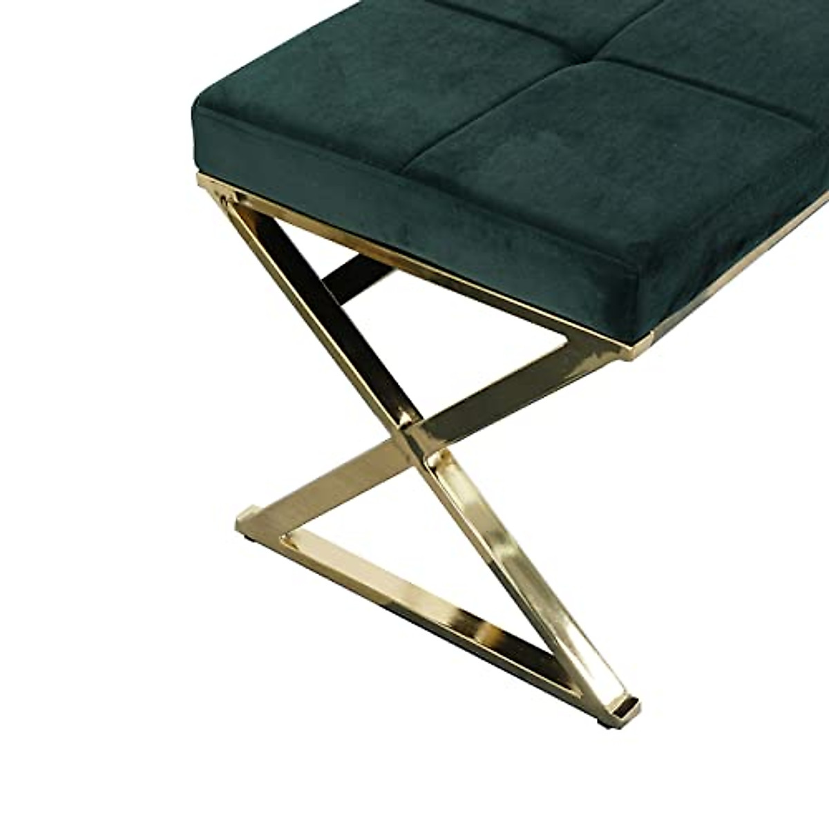 GYZAD Modern Sofa Bench-Turquoise Bench Bench-Dining Room Bench-with Stainless Steel and Velvet Ottaman,Bench Chair,Benches for Bedroom,Livingroom,Metal,Gold Plated Legs,Green