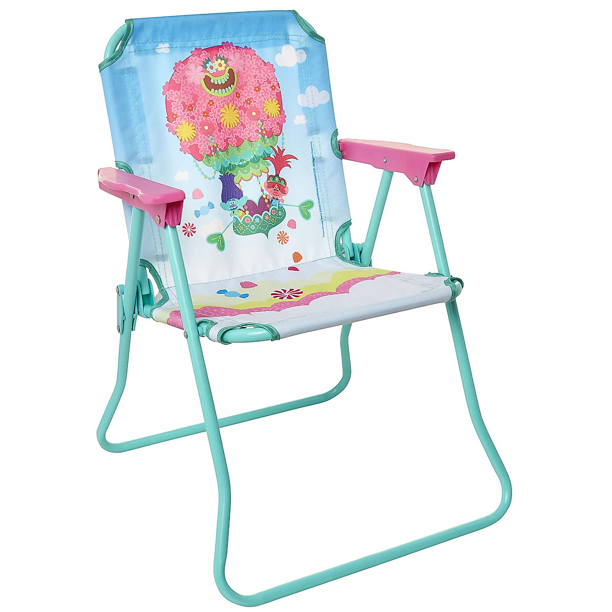 DreamWorks Trolls 2 Patio Chair for Kids, Portable Folding Park Lawn Chairs