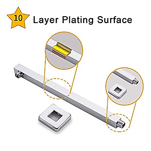 AZOS 16 Inch Shower Arm with Flange, Rain Shower Head Extension Extender, Chrome Universal Showering Components Shower Arm Stainless Steel Bathroom Rainfall Showerhead