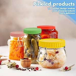 14 Pack 7 Wide Mouth & 7 Regular Mouth Mason Jar Lids, Suitable for Ball, Kerr and More, with Silicone Rings, Leak proof Plastic Storage Cap, 86mm &70mm, Reusable Jar Lid Tops, Colored Caps for Mason