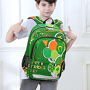 CHIFIGNO Happy St Patricks Day Kids Backpack, Sturdy Carry on Laptop Backpack, School Bags for Girls Boys 6-12