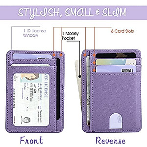 Giantree RFID Blocking Credit Card Case Holder, Slim Credit Card Sleeves ID Case Leather Wallet Coin Identity Credit Card Holder for Women Men(Purple)