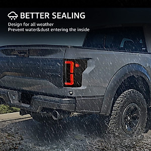 HAKA TOUGH LED Tail Lights Assembly Compatible with 2015 2016 2017 2018 2019 2020 Ford F150 F-150 Pickup Truck Black Smoked Taillights Brake Rear Lamps Accessories,Driver Side + Passenger Side