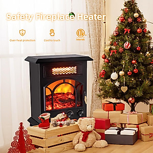 WEWARM Electric Fireplace Heater, 22.4" Freestanding Infrared Fireplace Heater for Indoor Use with Realistic Flame Effect, Overheating Safety Protection Stove Space Heater 1500W