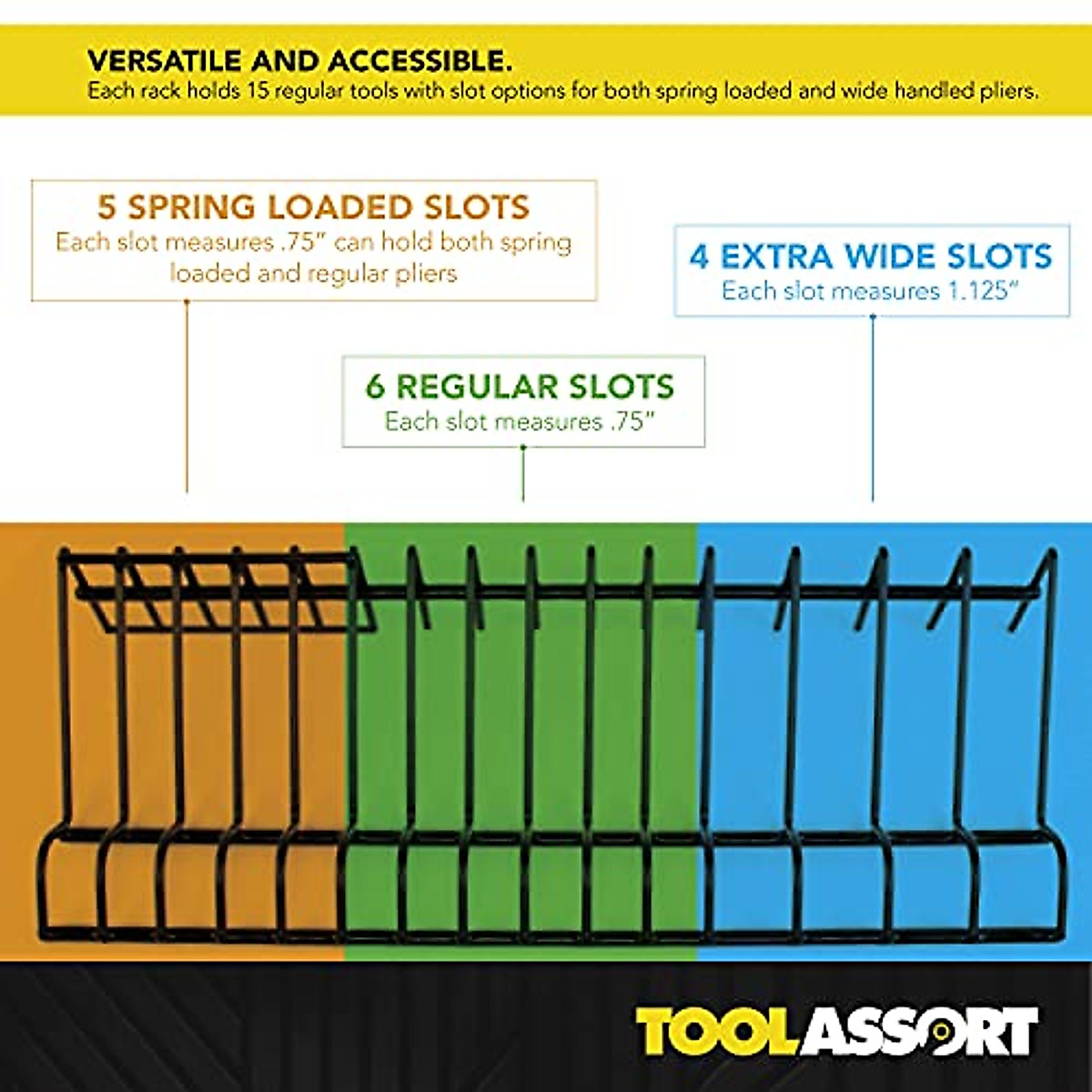 Plier Organizer Rack (2 Pack) Holds A Total of 30 Spring Loaded, Regular and Wide Handle Insulated Pliers, Two Tool Box Organizers, Pliers Storage That Fits Nicely in Your Tool Drawer or Tool Chest