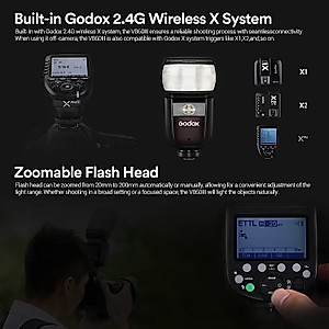 Godox V860III V860III-N Flash for Nikon, TTL 2.4G Nikon Flash Speedlite HSS 1/8000s, 7.2V/2600mAh Li-ion Battery, 480 Full-Power Flashes, 10 Levels LED Modeling Lamp, Compatible for Nikon Camera