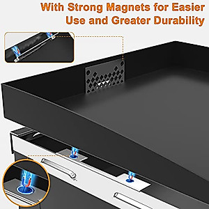 Wind Guards, Warming Rack & Food Fighter Mesh Screen for Blackstone 28 inch Griddle Stand Accessories,Magnetic Grill Accessories for 28" Blackstone Flat Top Grill,Compatible w/ Blackstone Rear Grease