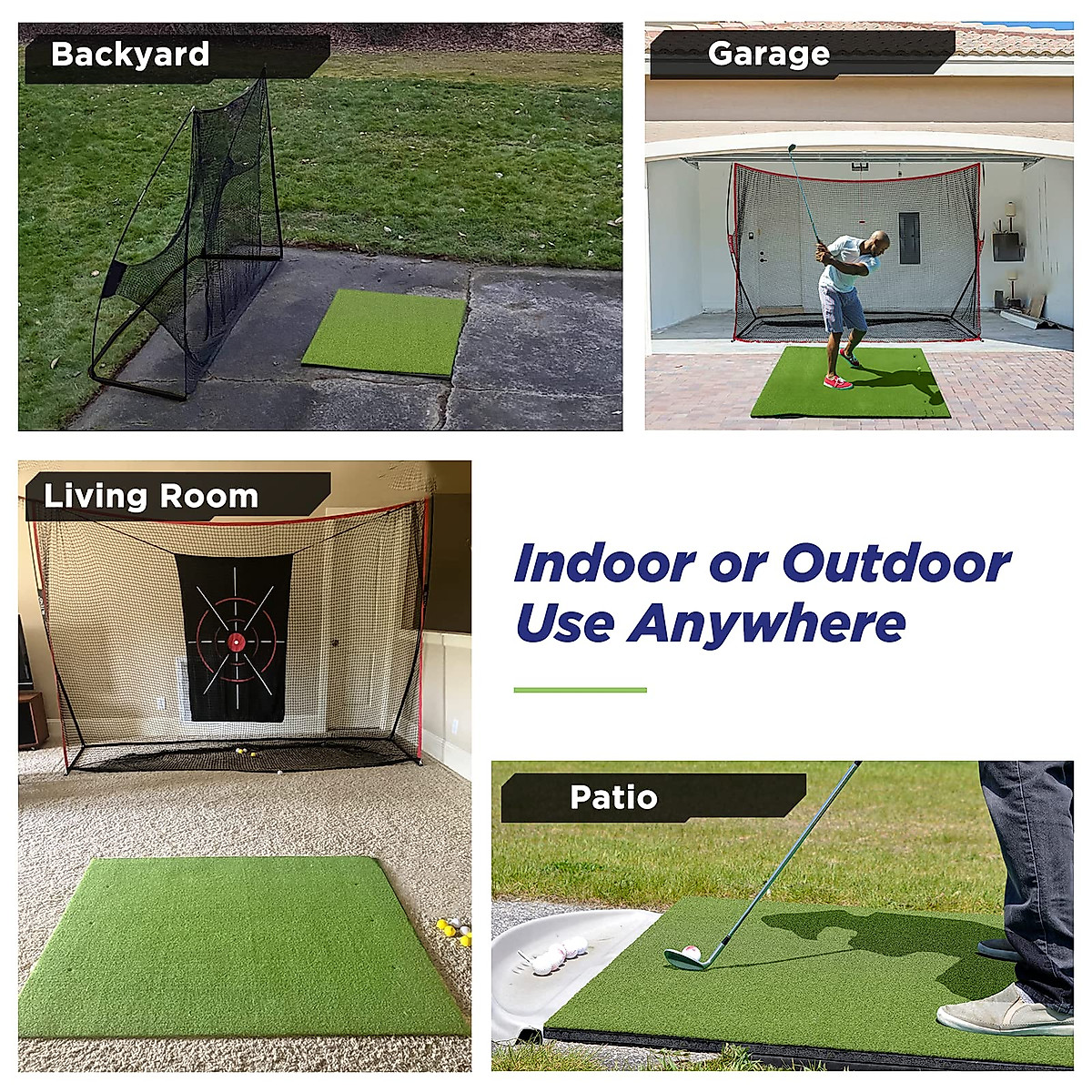 Golfguru Golf Mat, 5x4ft 21mm Artificial Turf Golf Hitting Mats Practice with 10 Golf Balls, 9 Golf Tees, Golf Hitting Practice Mat for Backyard Driving Chipping Indoor Outdoor