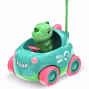 Kizeefun Dinosaur Remote Control Cars for Toddlers 2 Pack, 2-5 Kids Toys Dino Electric RC Trucks for 2 3 4 5 Year Old Age Boys Girls Birthday Christmas Ideas