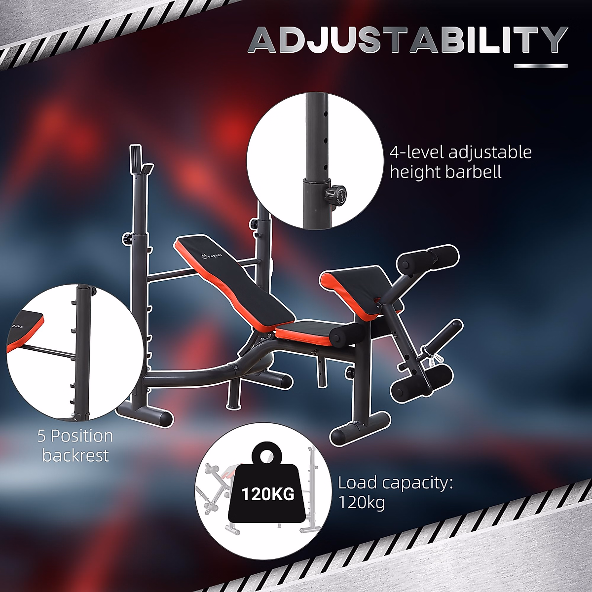 Soozier Heavy Duty Weight Multi-Function Workout Bench with Preacher Curl, Strength Exercise Starter Kit Develops Legs, Arms, and Core Muscles