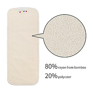 ALVABABY 4 Layers Cloth Diaper Inserts, Rayon from Bamboo Inserts,Reusable Cloth Diaper Inserts Overnight 12pcs 12MB