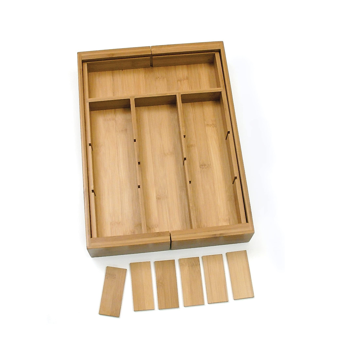 Lipper International 8882 Bamboo Wood Expandable to 18-3/4" Flatware Drawer Organizer with Removable Dividers