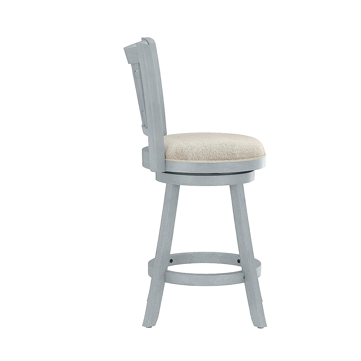 Hillsdale, Fairfox Wood Counter Height Swivel Stool with Rectangular Lattice Back, Blue Wire Brush