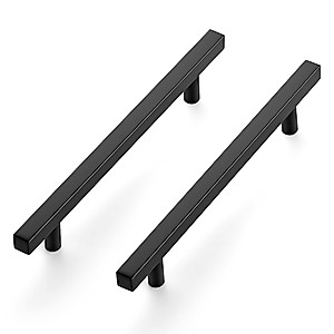 Ravinte 10 Pack 8-13/16" Square Cabinet Pulls Matte Black Stainless Steel Kitchen Cupboard Dresser Handles Cabinet Handles 8-13/16" Length, 6-1/4" Hole Center