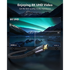 Stouchi 8K HDMI Cables 2-Pack 6FT, (Certified) 48Gbps Ultra High Speed HDMI® 2.1 Cord, 10K 8K@60Hz 4K@120Hz 144Hz, HDCP 2.2&2.3 SBTM Dynamic HDR eARC Compatible with Apple TV 4K/Roku TV/PS5/Blu-ray