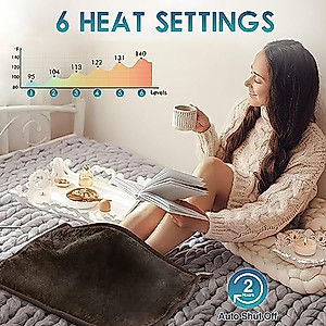DAILYLIFE Heated Foot Warmers, 20"x24" Electric Heating Pad for Feet with 6 Heat Settings, Overheating Protection, 2 Hours Auto-Off, Machine Washable, Brown