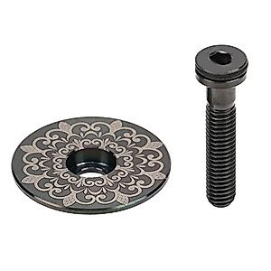 Oumefar Bike Headset Cap Cover, Antirust Road Bike Headset Top Cap Totem Black Waterproof Ultra Light for Road Bicycle Sportinggoods