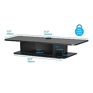 FITUEYES Floating Entertainment Center Wall Mounted Media Console TV Stand Component Shelf TV Wall Cabinet, Black