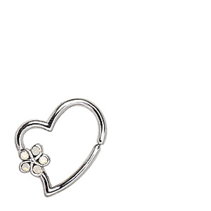 Amelia Fashion 16 Gauge Opal Flower Heart Nose Hoop Cartilage Ring Annealed 316L Surgical Steel (Steel & White Opal)