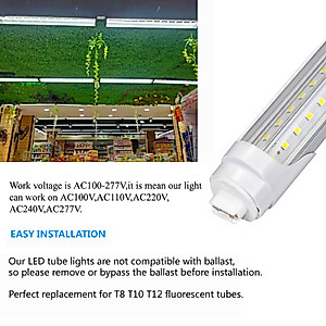 GOCuces 36W T8 LED Tube Lights 4 Foot Equal to 45.8in,60W F48T12 R17d HO Fluorescent Bulbs Replacement T12,White 6500K,Ballast Bypass,Dual-Ended Connection,V Shape for Shop,Sign,Basement,Pack of 10
