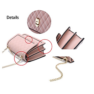 Plergi Small Genuine Leather Crossbody Quilted Handbag with Golden Chain Strap Lightweight Cellphone Purse for Women