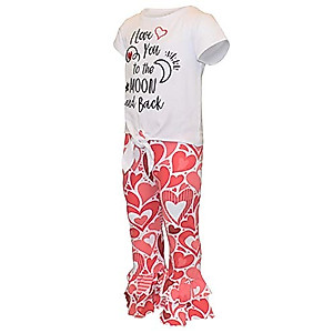 Unique Baby Girls Valentines Day Love You to the Moon 2pc Set (6, Moon)