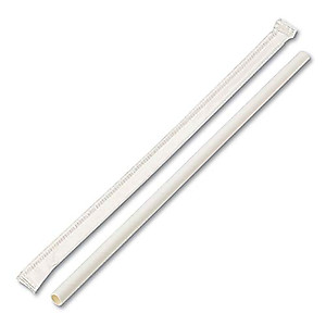 Boardwalk BWKPPRSTRWWR 7.75 in. x 0.25 in. Individually Wrapped Paper Straws - White (3200/Carton)