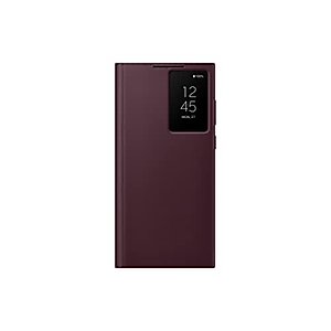 Samsung Galaxy S22 Ultra S-View Flip Cover, Protective Phone Case, Tap Control, Cutting Edge Design, US Version, Burgundy, (EF-ZS908CEEGUS)