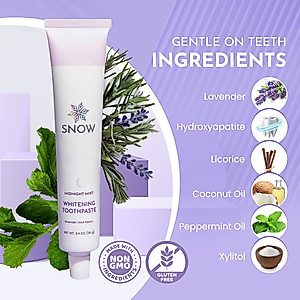 SNOW Daily Hydroxyapatite Whitening Toothpaste - Oral Care Paste for Teeth Whitening - PM Toothpaste with Xylitol & Hydroxyapatite - Lavender & Mint Flavor (Midnight Mist)