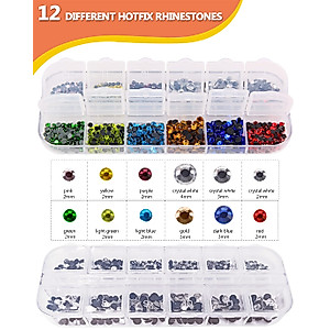 Hotfix Rhinestone Applicator, Genround Iron-on Hotfix Applicator Tool Wand Tool Set with 2 Boxes of Flat Back Gems Round Crystal Rhinestones/Storage Box/Tweezer/Gems Picking Pen for Clothes Shoes Card