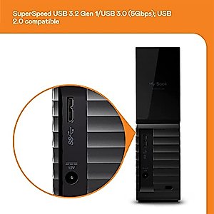 WD 16TB My Book Desktop External Hard Drive, USB 3.0, External HDD with Password Protection and Backup Software - WDBBGB0160HBK-NESN
