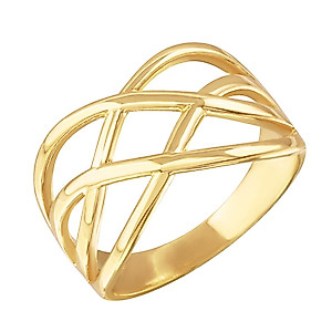 Fine 10k Yellow Gold Celtic Knot Wide Band Ring for Women (Size 11.75)