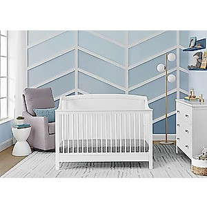 Delta Children Campbell 6-in-1 Convertible Crib - Greenguard Gold Certified, Bianca White