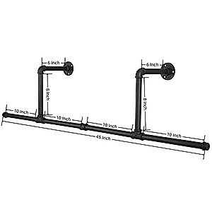 MUZIK 40 inch Long Industrial Pipe Clothes Rack, Heavy Duty Wall Mounted Garment Racks for Bathroom Cabinet Boutique Clothing Store