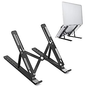 JARLINK Adjustable Laptop Stand, Foldable Aluminum Desktop Laptop Riser Compatible with MacBook Air Pro, HP, Lenovo, Dell, More Tablet (up to 15.6 inches), Black