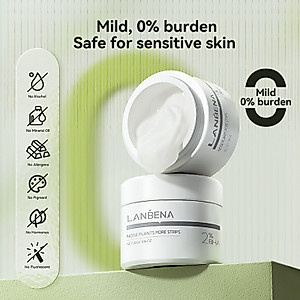 LANBENA 2.0 Nose Pore Strips, Blackhead Remover Mask with Salicylic Acid, Amazonian White Clay, Pore Cleanser Purifying Peel off Face Mask with 60 PCS Strips, Aloe Facial Mask(1.05 Ounce)